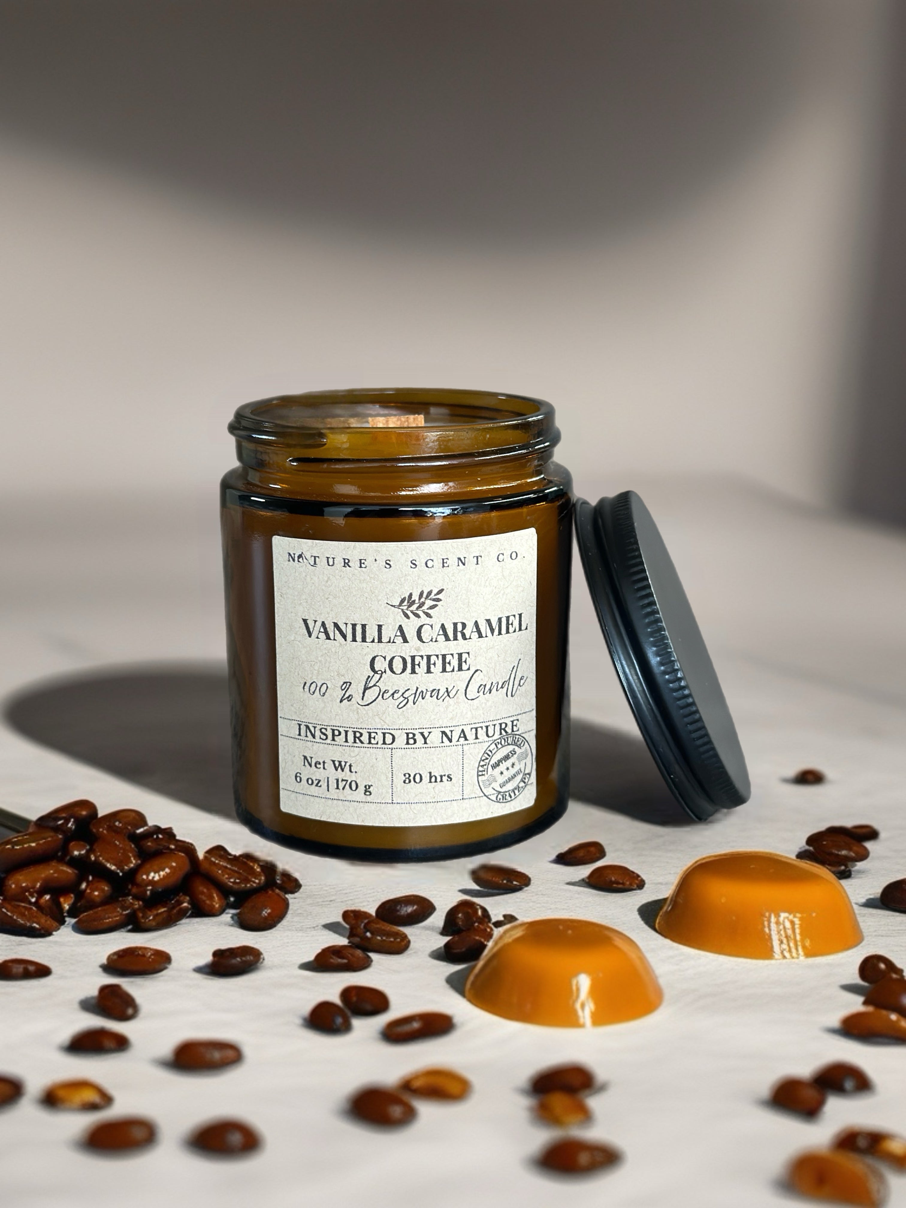 Vanilla Caramel Coffee Beeswax Candle | Nature’s Scent Co.